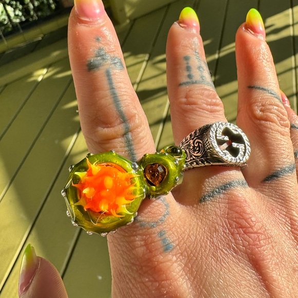 Collina Strada | Jewelry | Collina Strada Green Candy Pod Ring | Poshmark